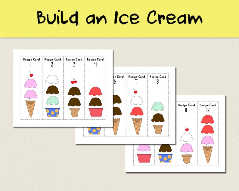 Build an Ice Cream | Recipe Card Activity | Preschool Games ...