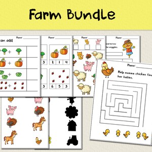 Farm Bundle | Preschool Worksheets | Matching Activity | I Spy for Kids ...