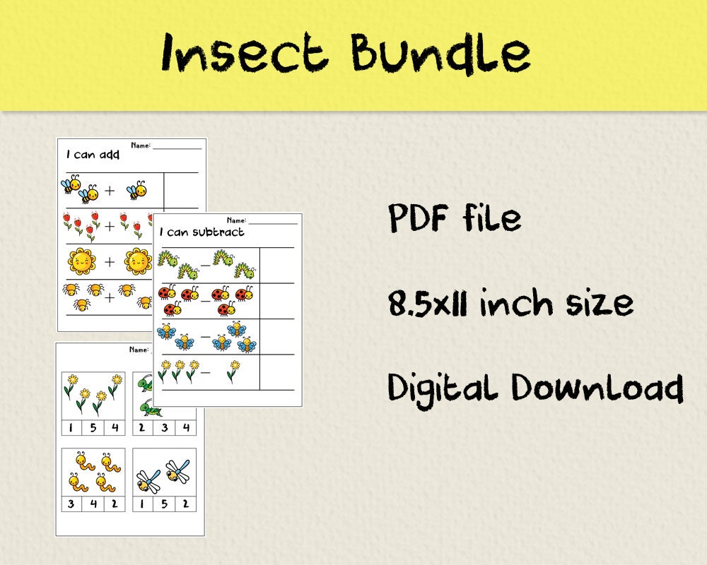 Insect Bundle | Preschool Worksheets | Matching Activity | I Spy for ...