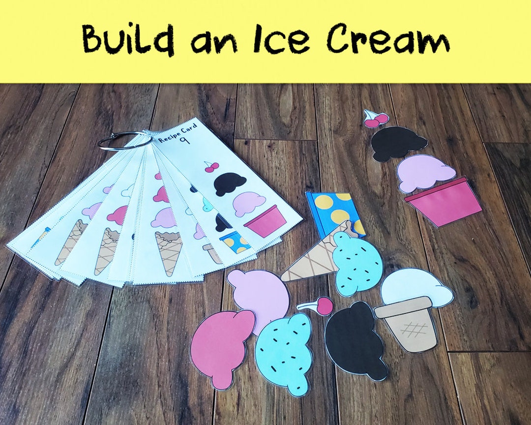 Build an Ice Cream Recipe Card Activity Preschool Games - Etsy