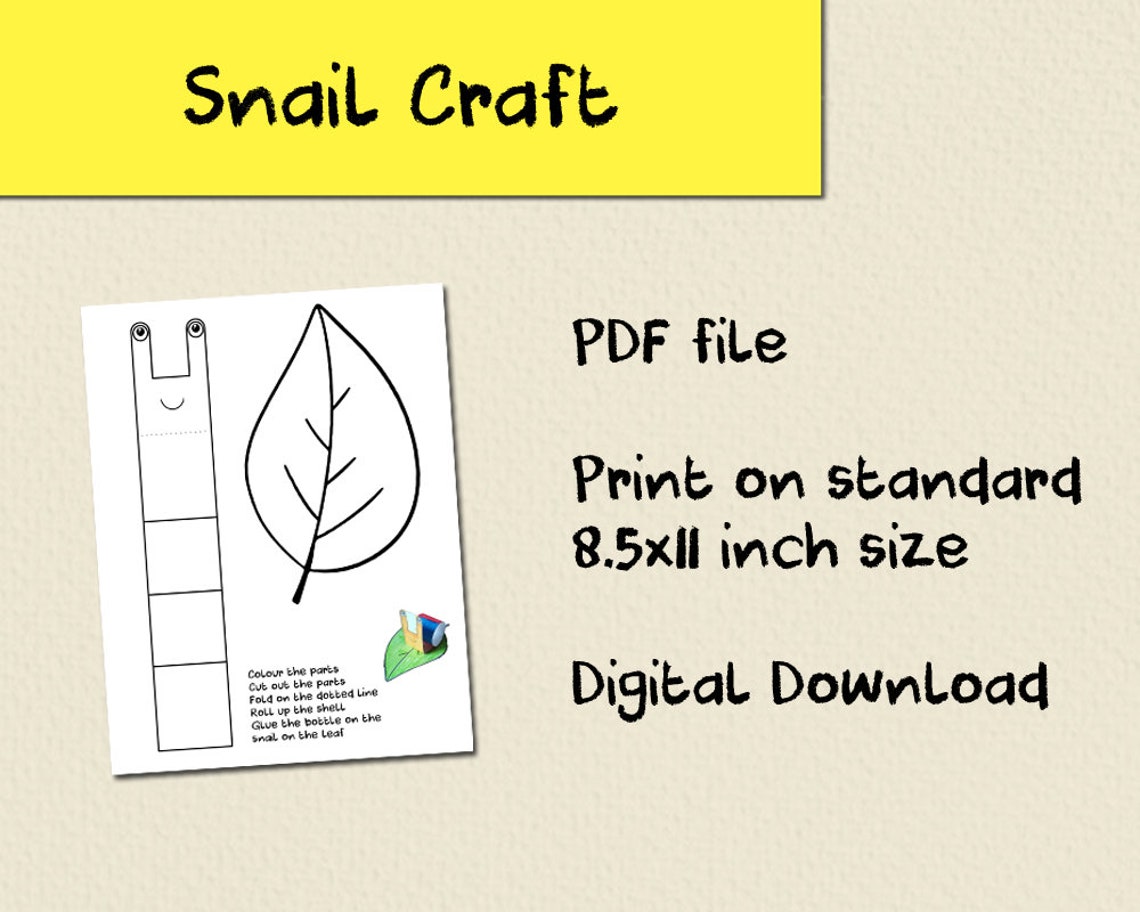 Snail Craft Activity: Printable Art Project for Kids (PDF Download) - Etsy