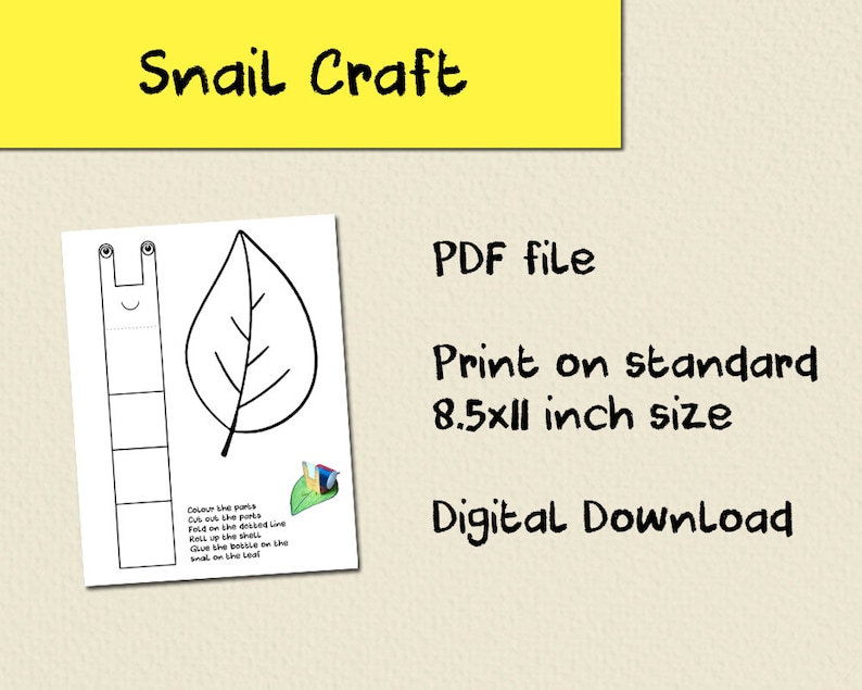 Snail Craft Activity: Printable Art Project for Kids (PDF Download) - Etsy