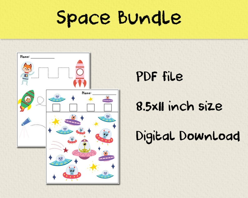 Space Bundle| Preschool Worksheets | Matching Activity | I Spy for Kids ...