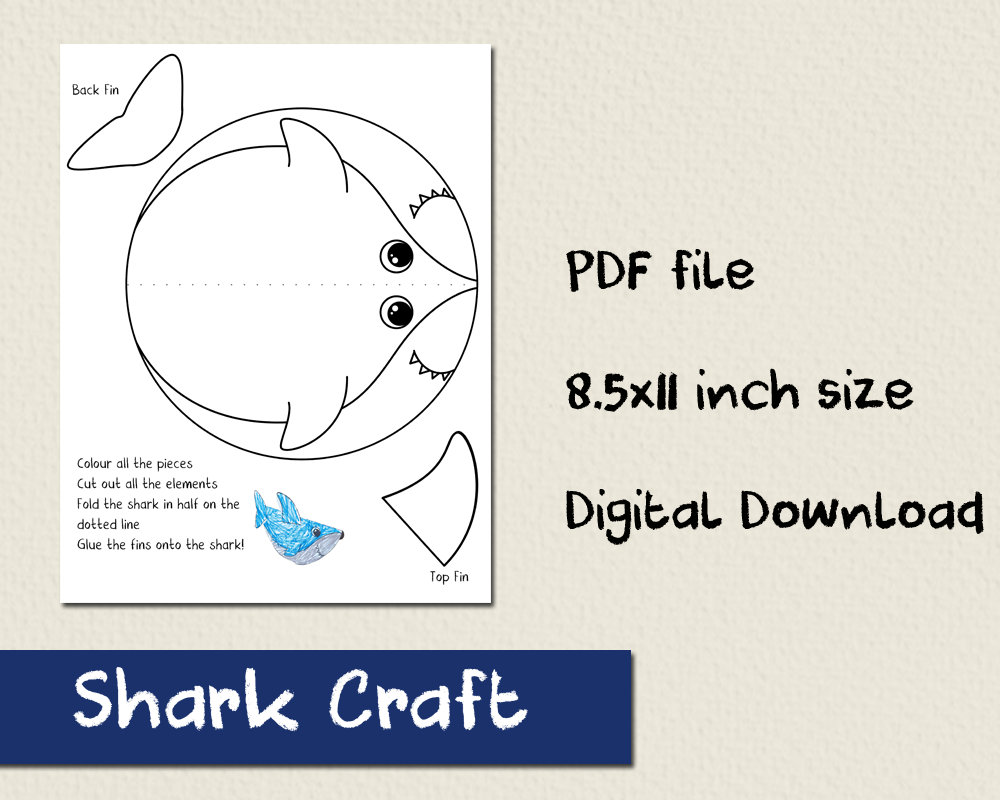 Printable Shark Craft | Ocean Crafting Activity | Preschool Fine Motor ...
