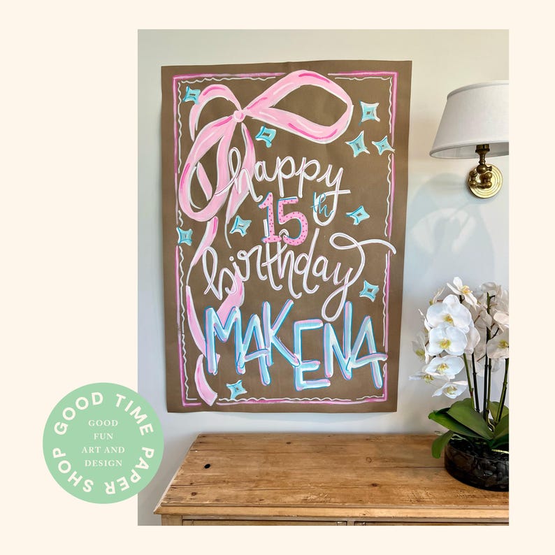 Girly Birthday Banner, Love Shack Fancy Theme, Custom Hand Painted ...