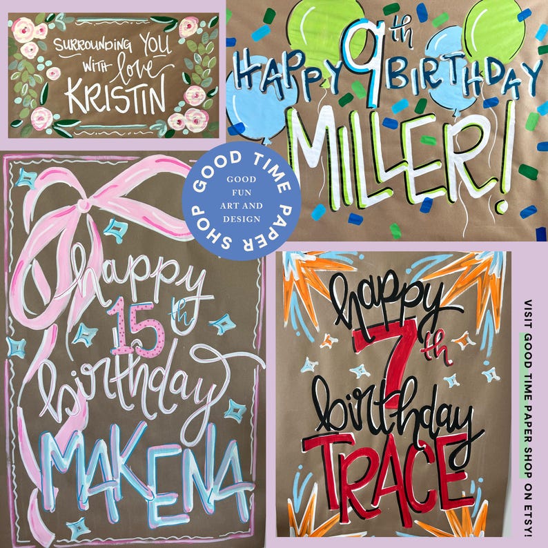 Custom Painted Banner, Hand Painted Birthday Sign, Painted Birthday ...