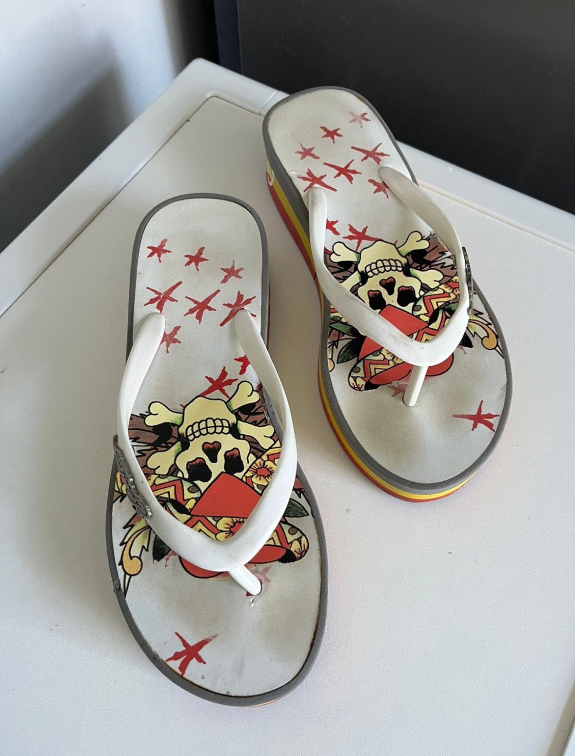 Ed Hardy Graphic Printed Affliction Platform Flats Vintage Y2k - Etsy