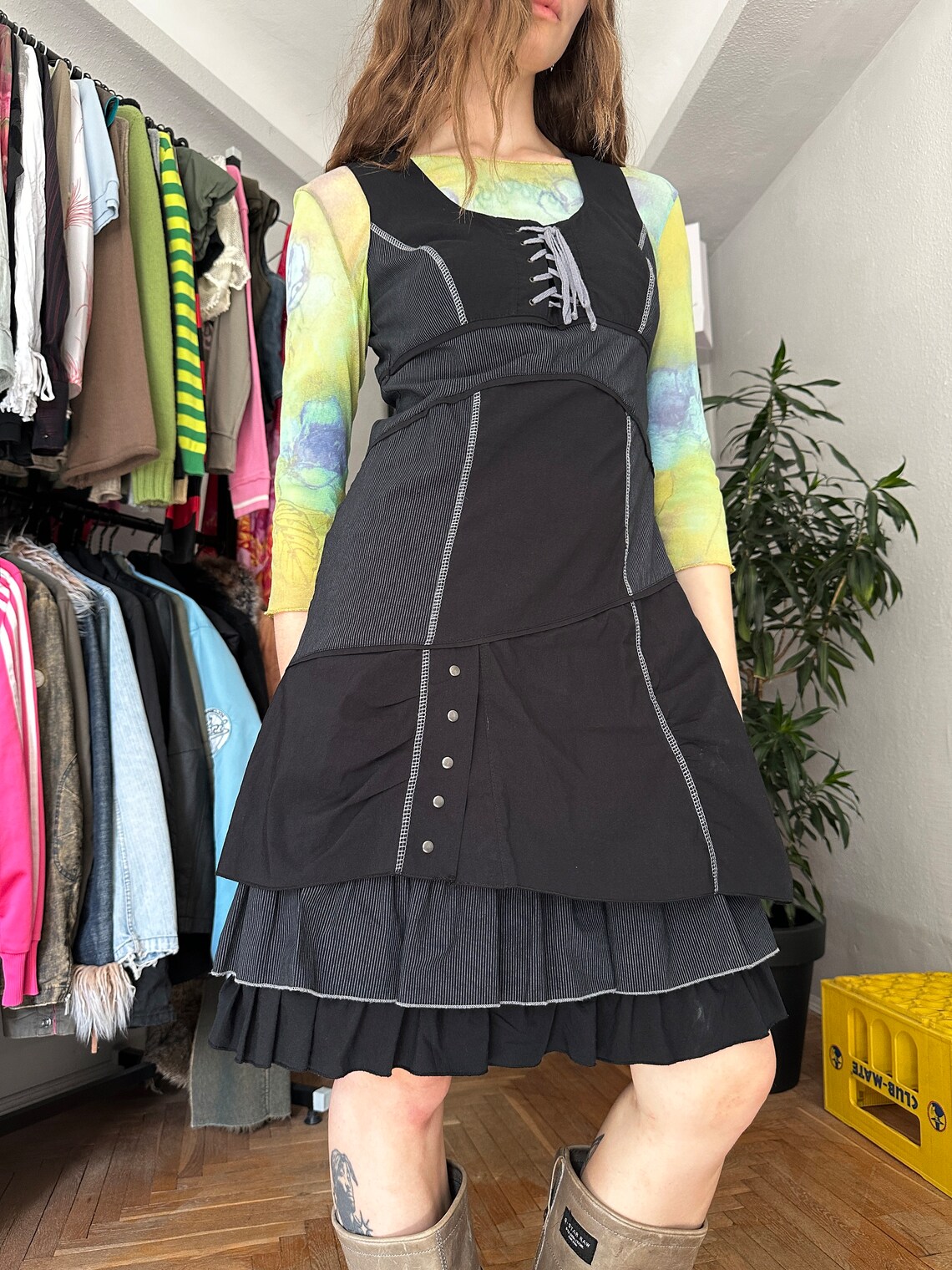 Cache Cache Deconstructed Mixed Fabric Dress Copine Style - Etsy