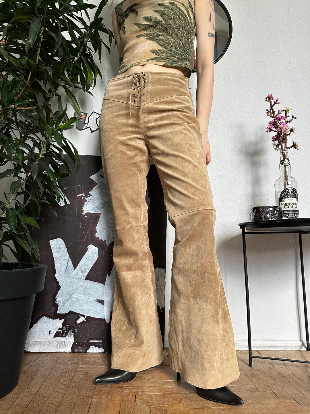 Suede Leather Flared Vintage Cowboy Western Rodeo Pants 90s - Etsy