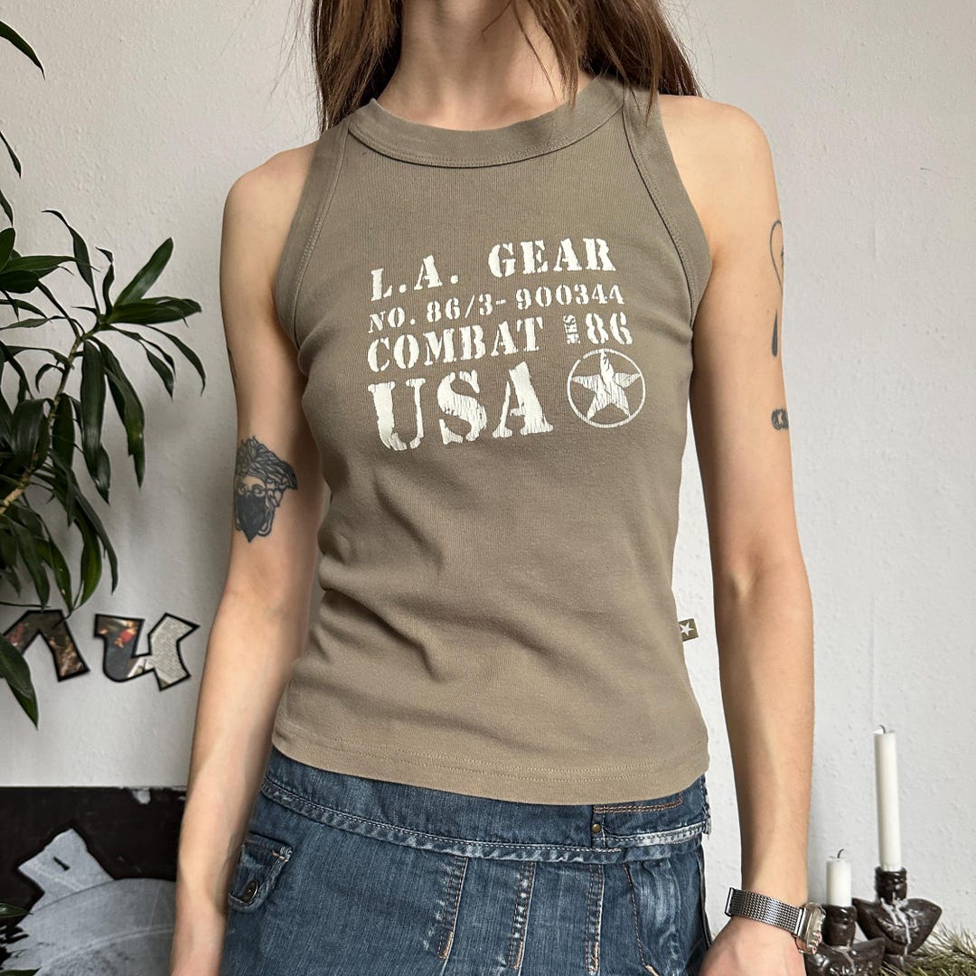 Vintage Y2K Printed Military Army Usa Tank Top - Etsy
