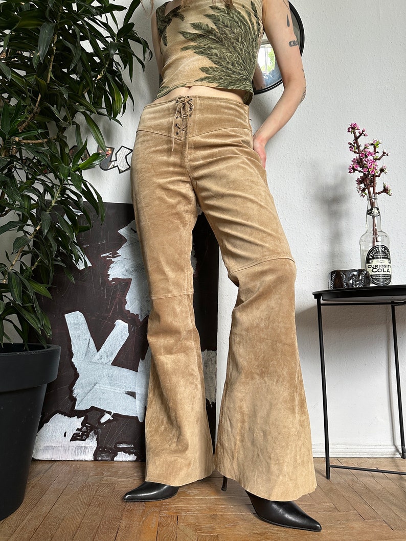Suede Leather Flared Vintage Cowboy Western Rodeo Pants 90s - Etsy