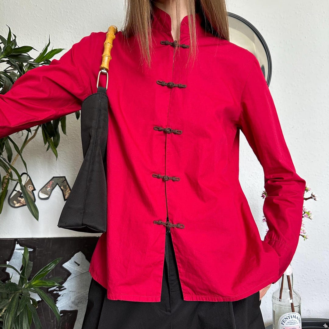 Italian Designer Asian Japanese Style Red Blouse - Etsy