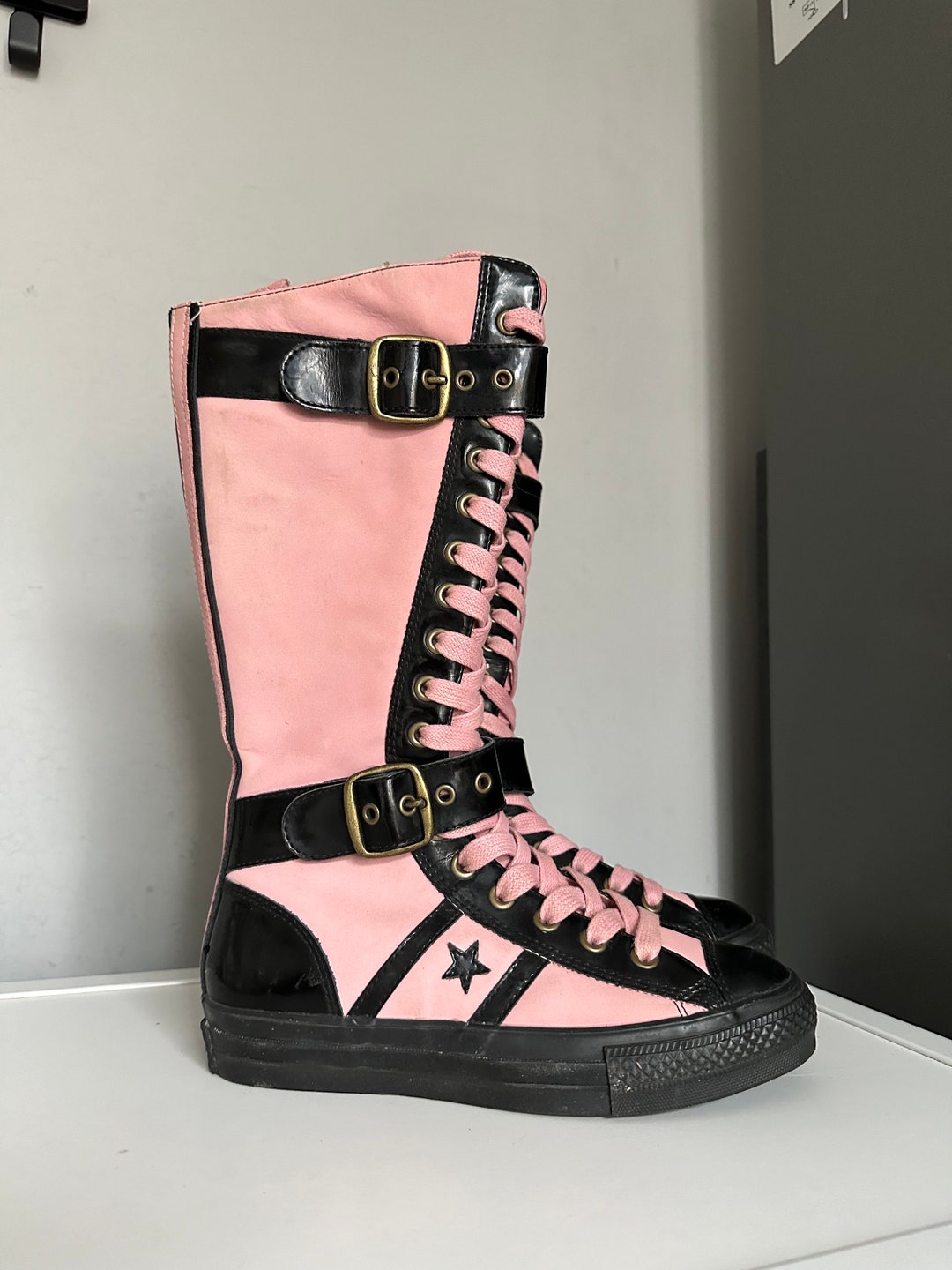 Converse Pink Leather Archive Biker Vintage Wrestling Boxing Hight ...