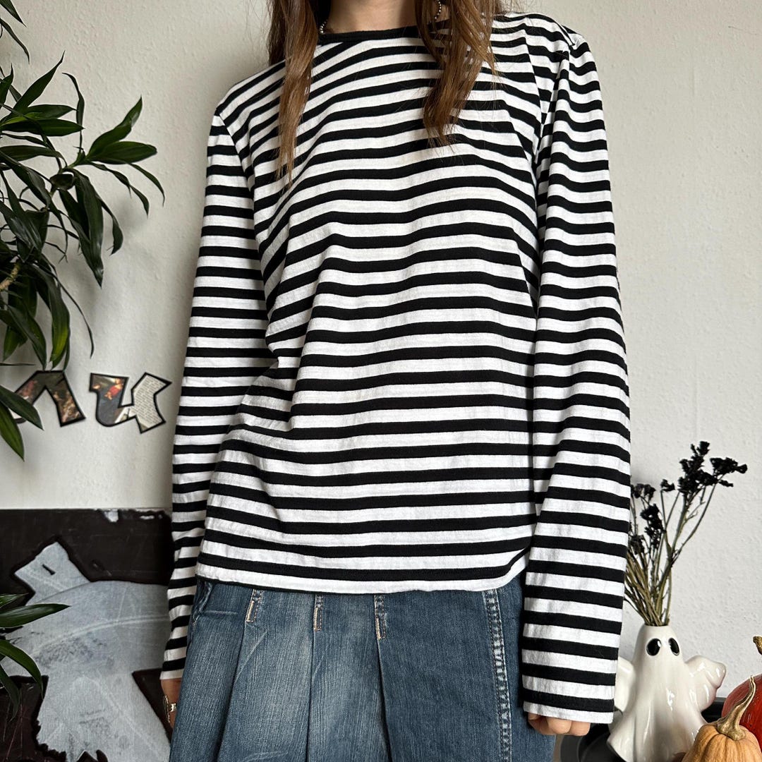 Vintage Stripe Grunge Kurt Cobain Goth Emo Longsleeve - Etsy