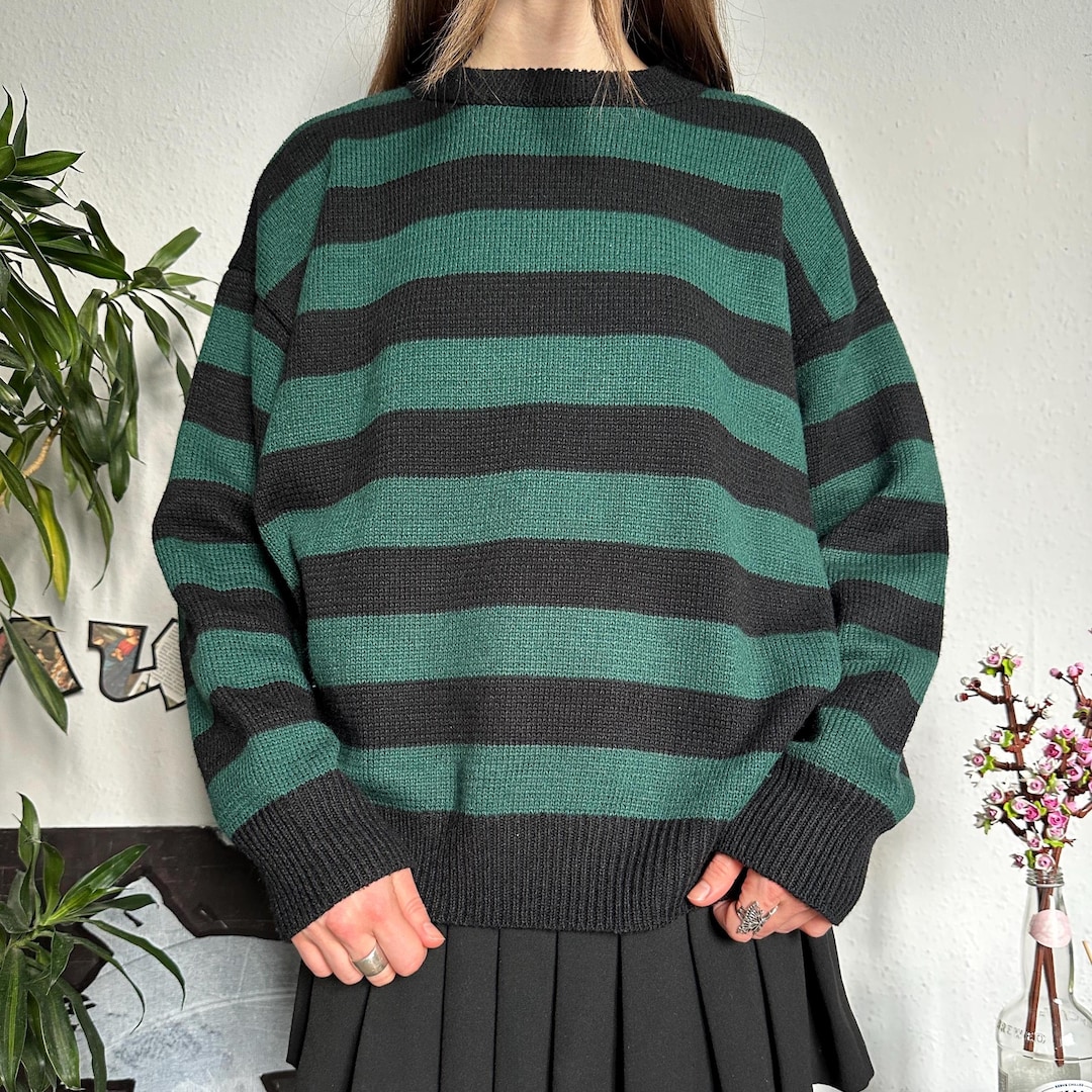 Vintage Grunge Striped Sweater Cozy Oversized Knit Pullover - Etsy Canada