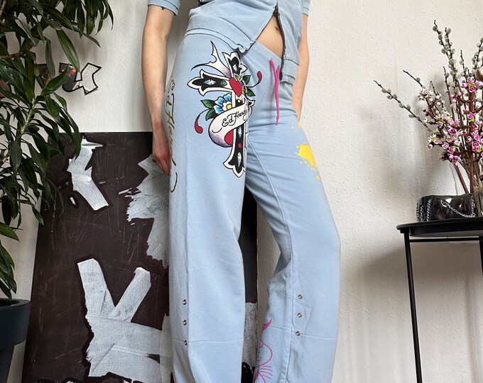 Vintage Y2k Ed Hardy Tracksuit Set Hoodie+ Pants Drip - Etsy