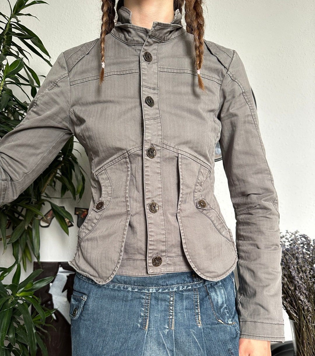 Button up Skinny Jacket Moto Old Trending 00s - Etsy