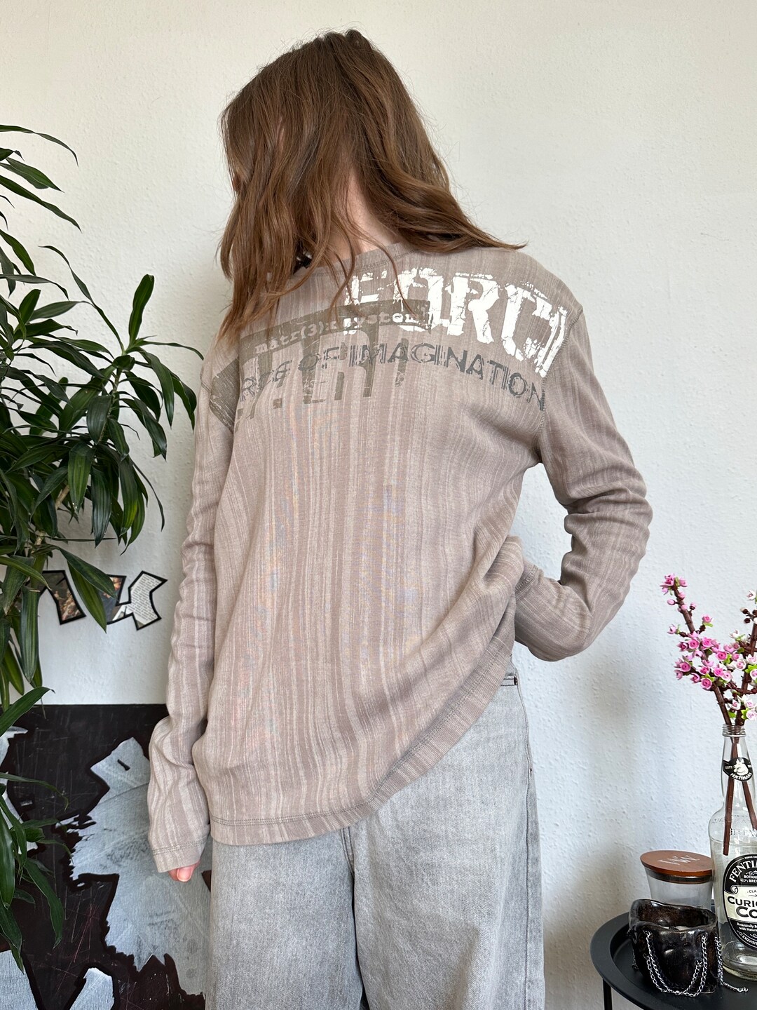 Crazy Y2k Grunge Opium Graphic Printed Affliction Printed Long Sleeve ...