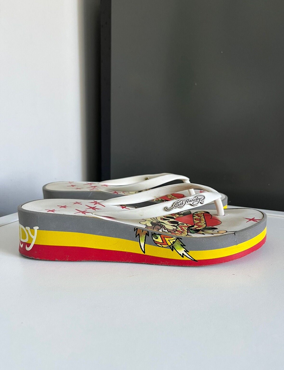 Ed Hardy Graphic Printed Affliction Platform Flats Vintage Y2k - Etsy