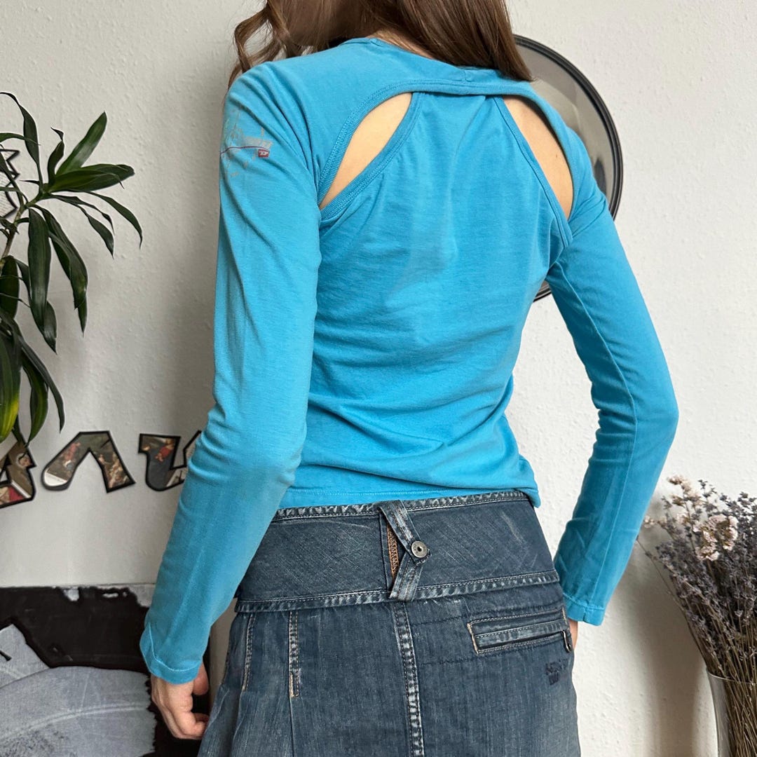Vintage Diesel Y2K Cutout Long Sleeve Skinny Top T-shirt - Etsy