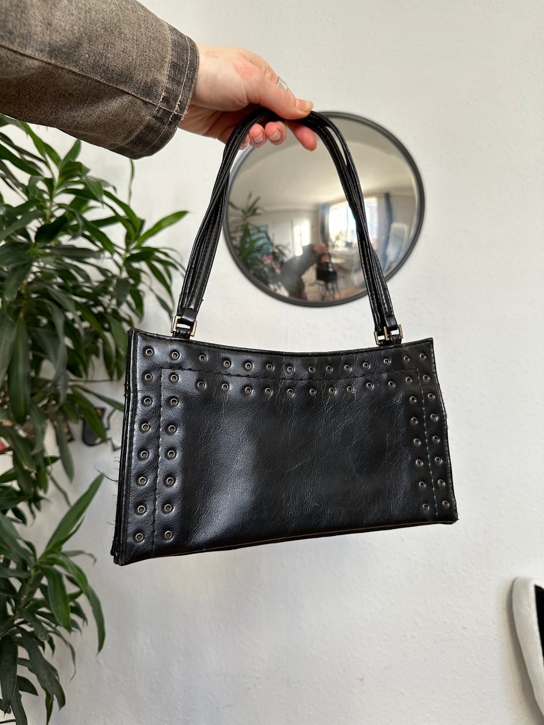 Vintage Black 90s Purse Leather Shoulder Mini Micro Bag - Etsy