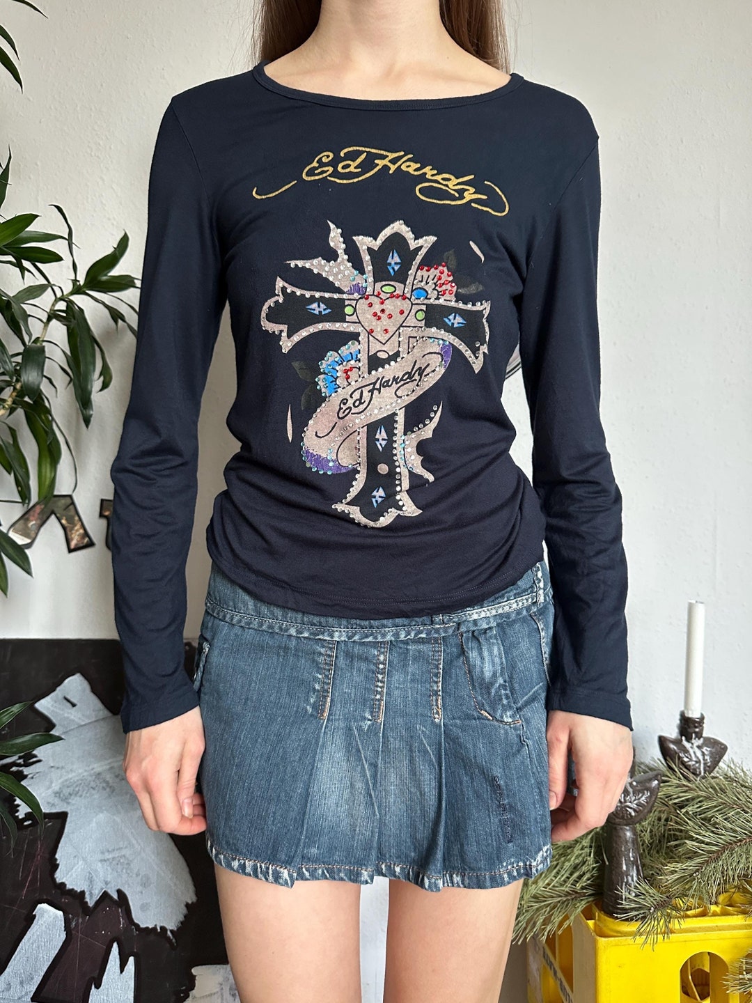 Vintage Ed Hardy Affliction Cross Y2K Long-sleeve Top 00s - Etsy