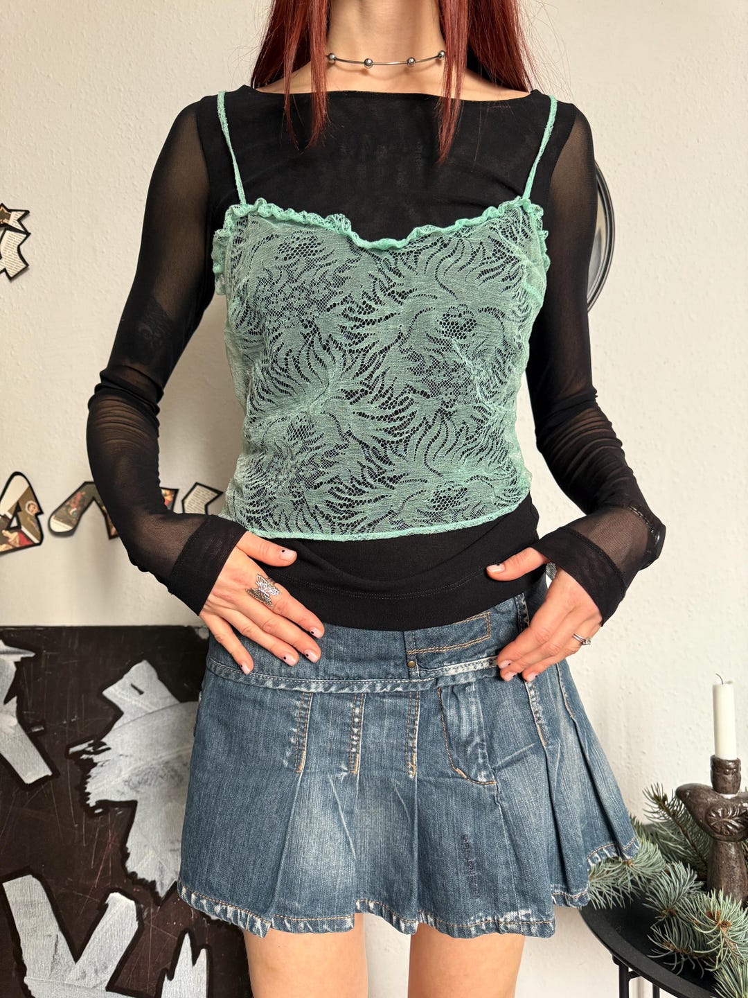 Ganni Versace Couture Transparent Lace Top Bralette 90s - Etsy