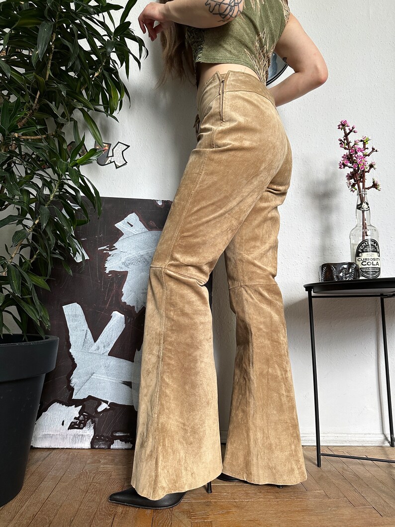 Suede Leather Flared Vintage Cowboy Western Rodeo Pants 90s - Etsy
