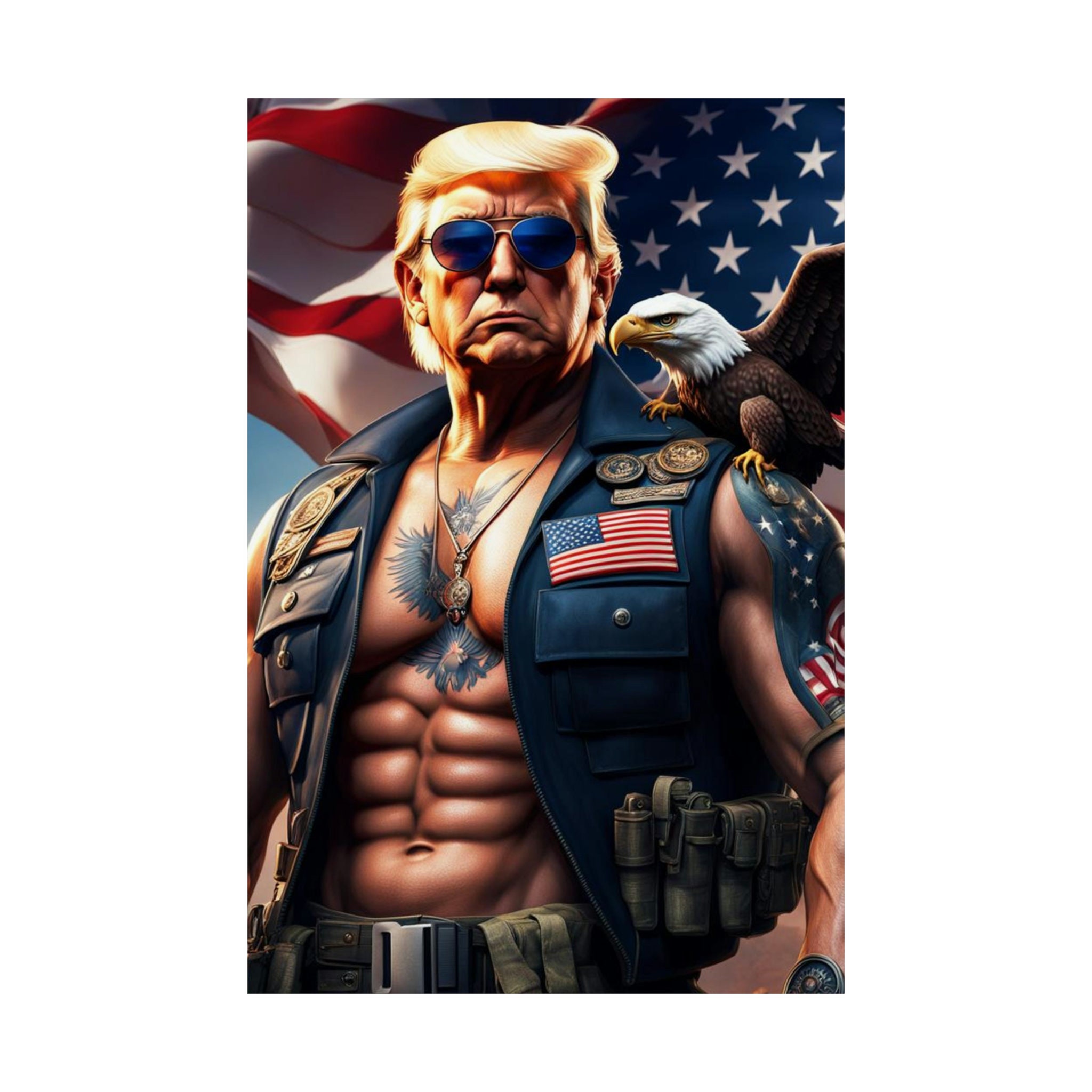Donald Trump Patriotic Muscle Flag Poster Etsy