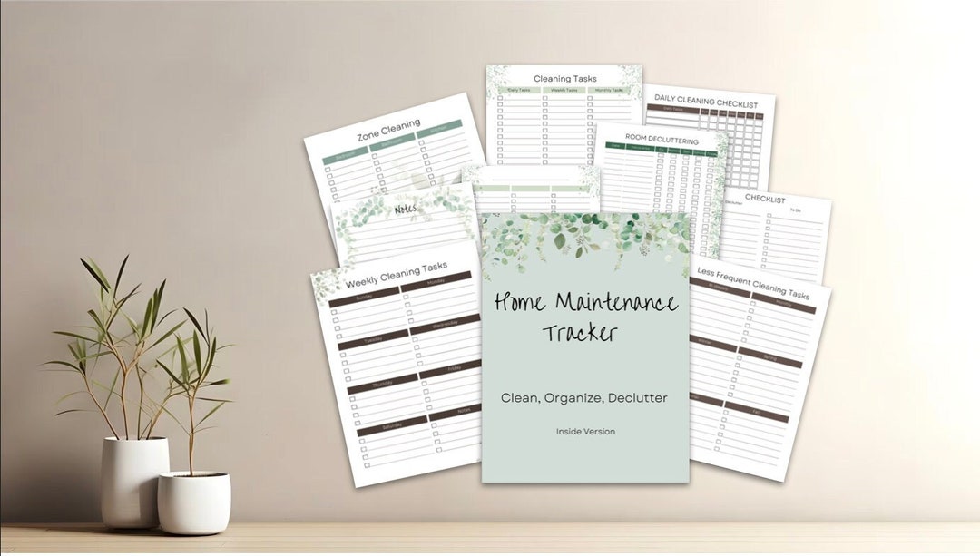 Home Maintenance Tracker - INSIDE Version; Organization; Checklist ...