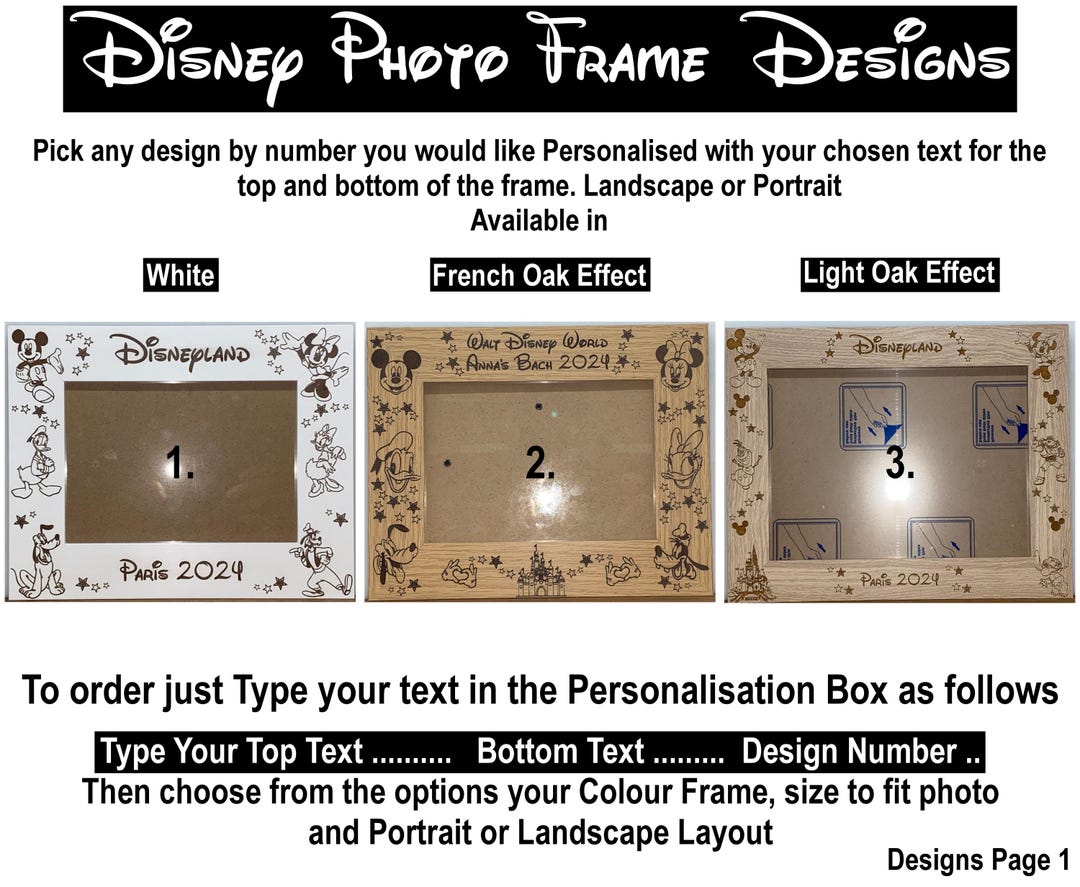 Personalised and Engraved Disney Photo Frames Portrait or Landscape ...
