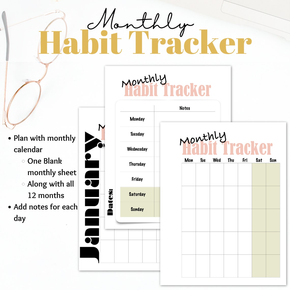 Monthly Habit Tracker! Set Your Daily Routine With Our Versatile ...