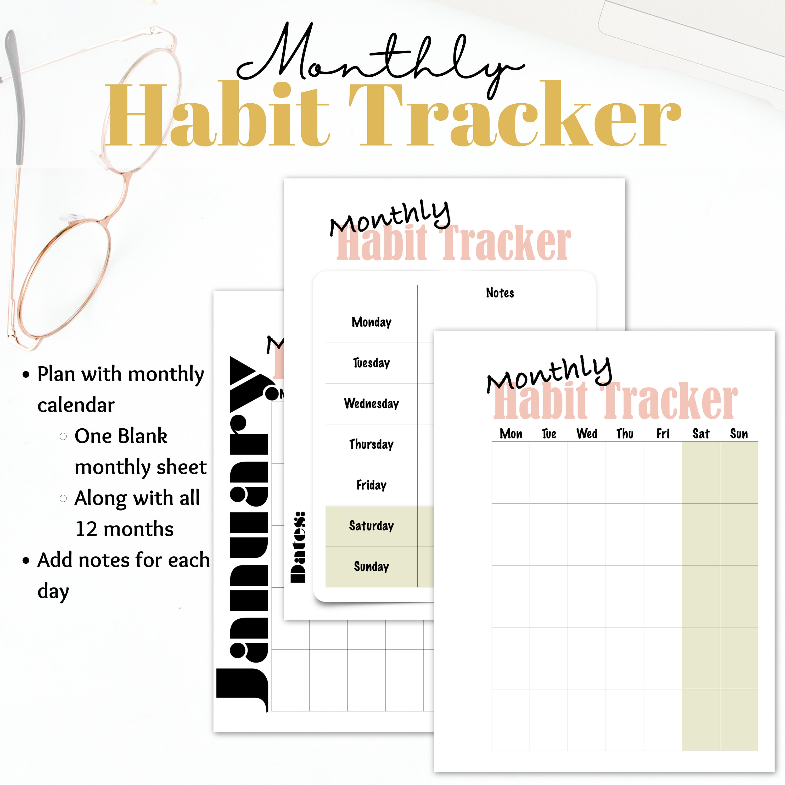 Monthly Habit Tracker! Set Your Daily Routine With Our Versatile ...