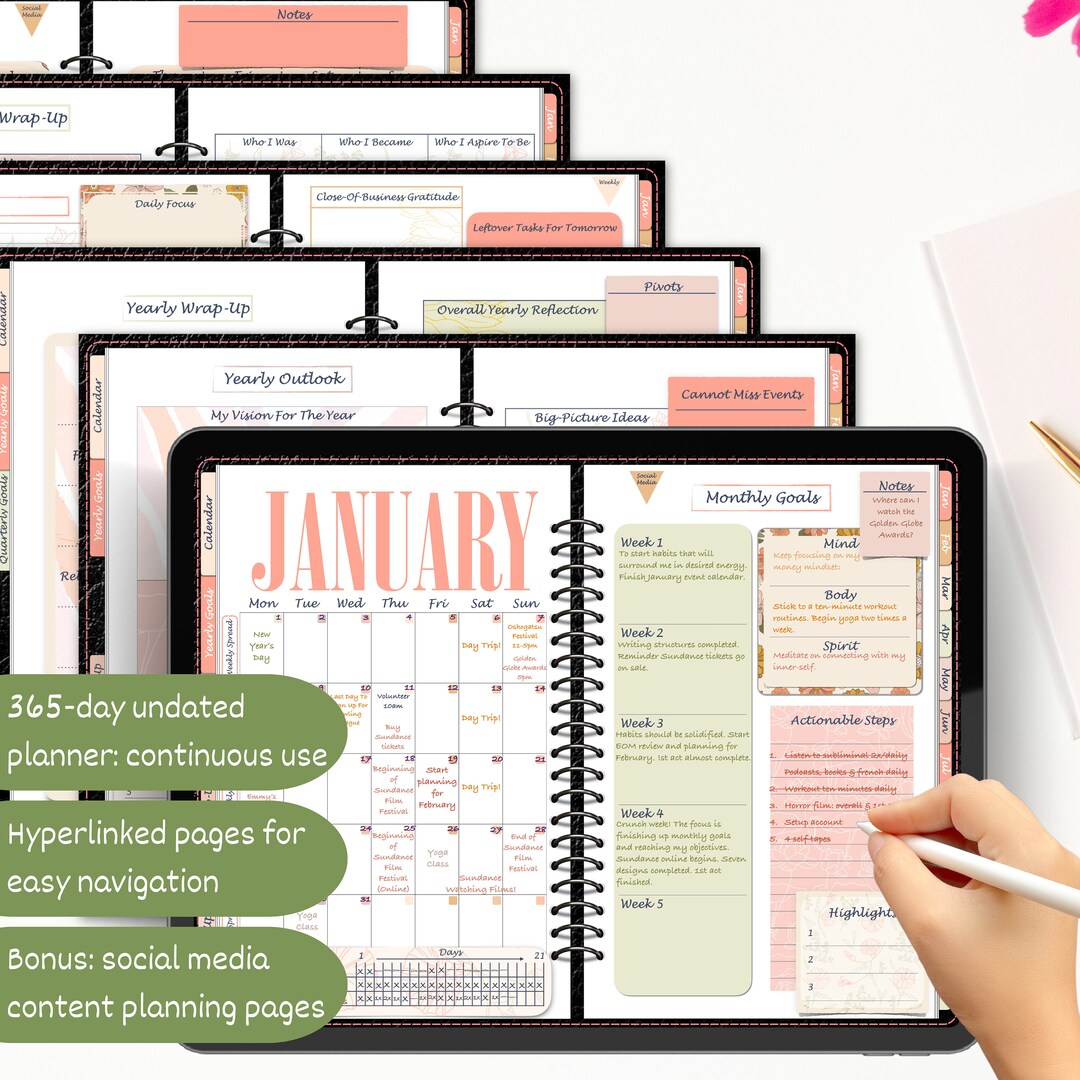 Daily Routine Digital Planner: A Hyperlinked Planner With Bonus Social ...