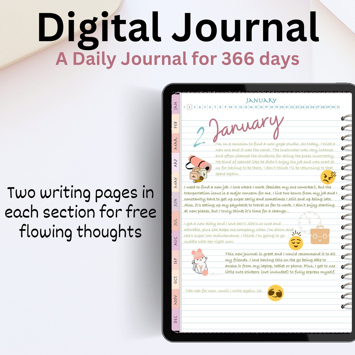 366-day Daily Digital Journal: Hyperlinked Mindfulness Journal for Easy ...