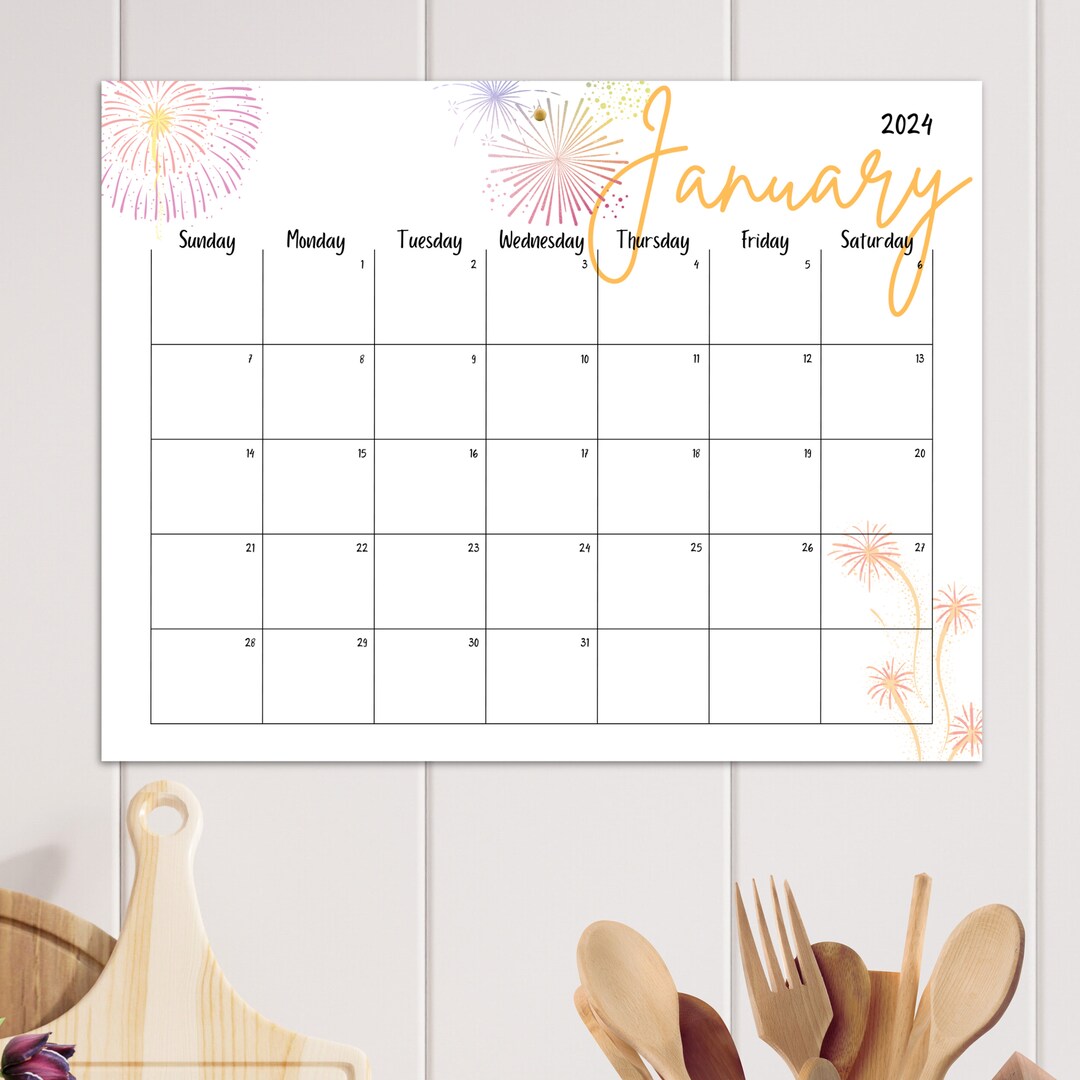 Colorful 2024 Wall Calendar: Sunday-start Blank Calendar in Two Sizes ...