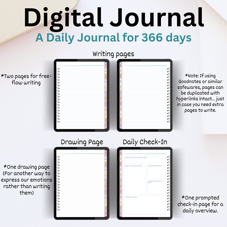 366-day Daily Digital Journal: Hyperlinked Mindfulness Journal for Easy ...
