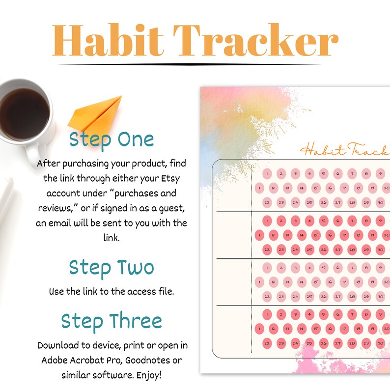 Vibrant Monthly Habit Tracker: Shift Your Daily Routine. Streamline ...