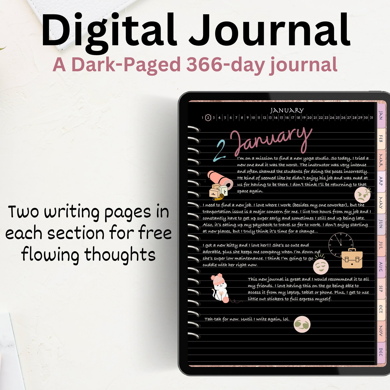 366-day Dark Digital Journal: Enhance Your Journey! A Hyperlinked 2024 Diary. A Mindfulness ...