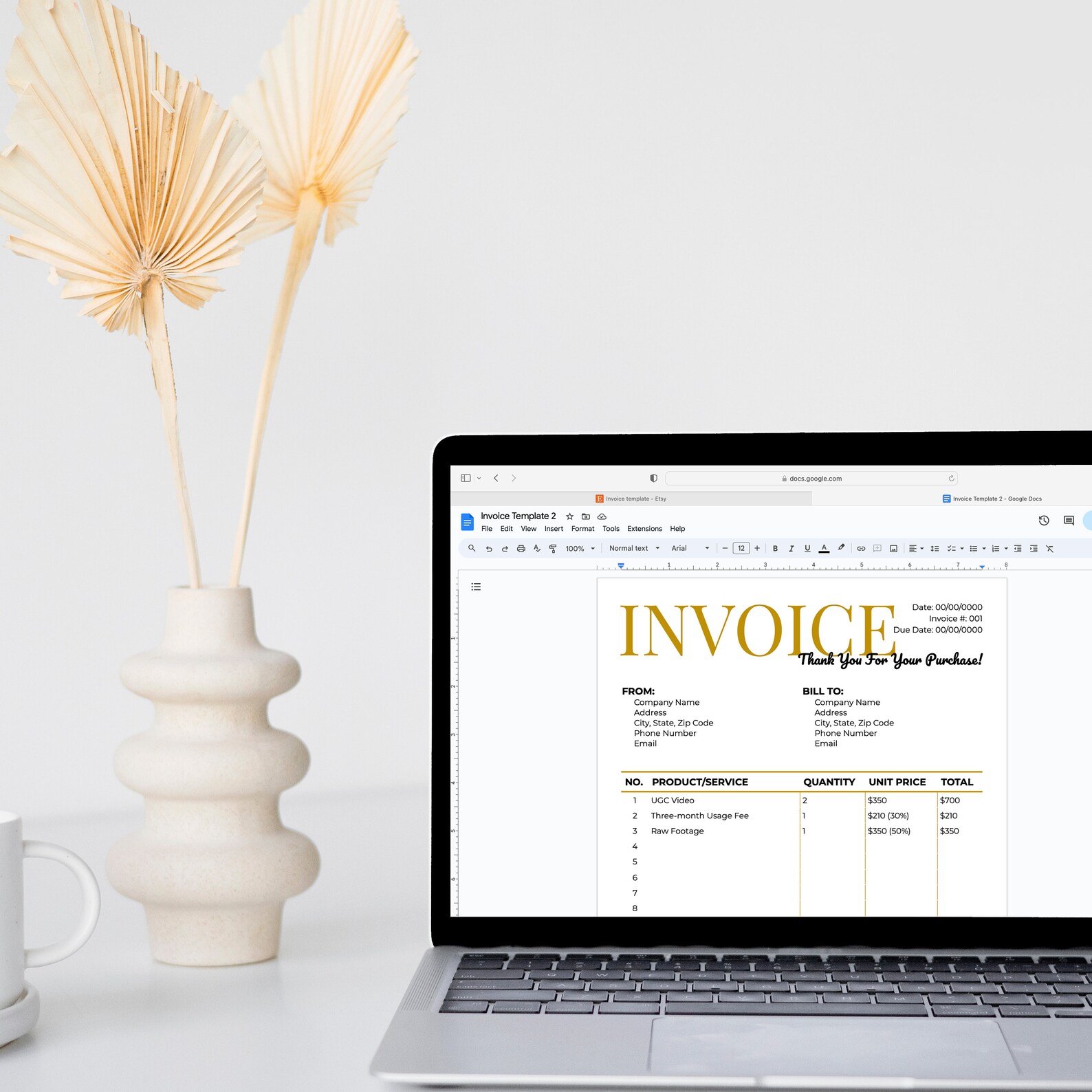 Small Business Invoice Template One Aesthetic Customizable Template ...