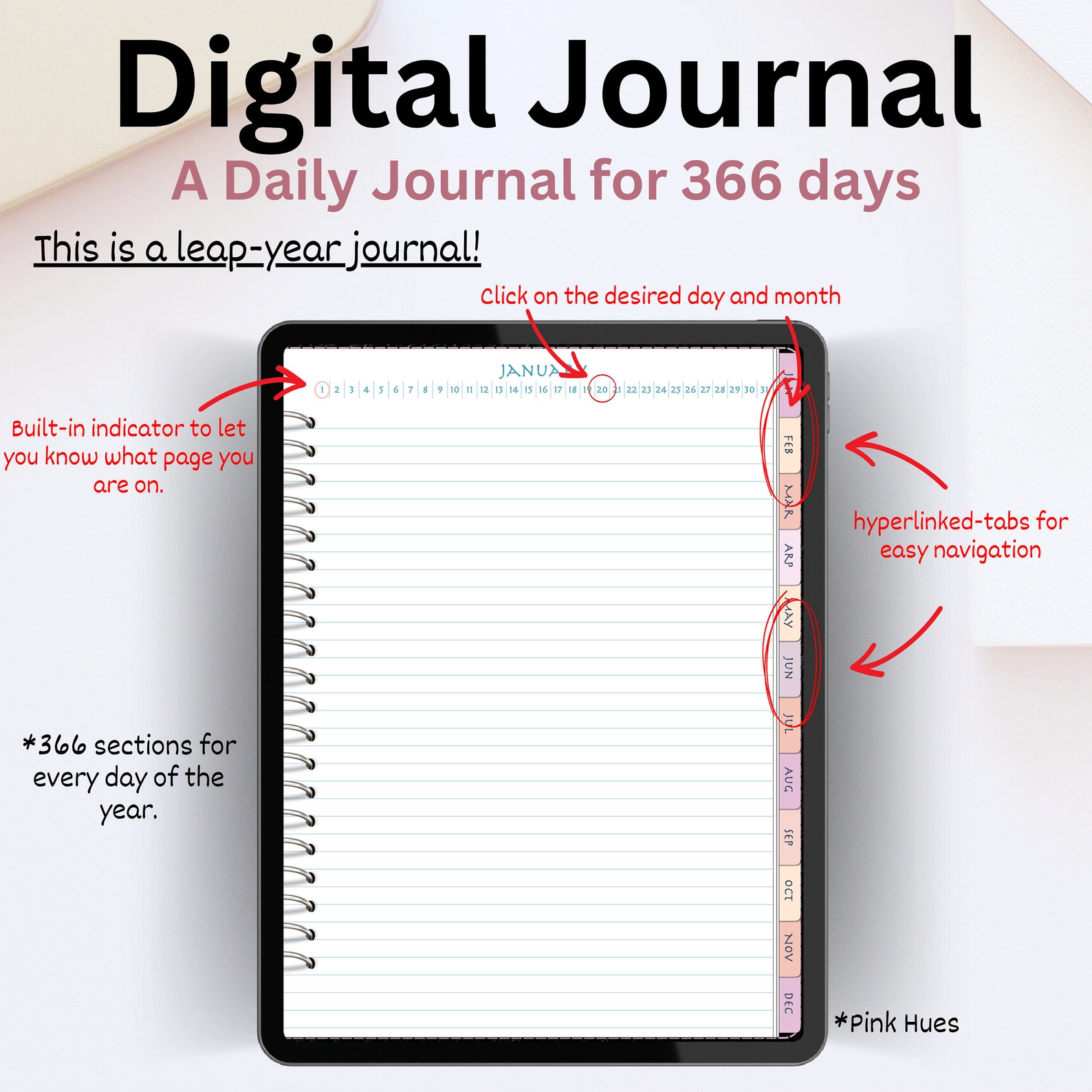 366-day Daily Digital Journal: Hyperlinked Mindfulness Journal for Easy ...