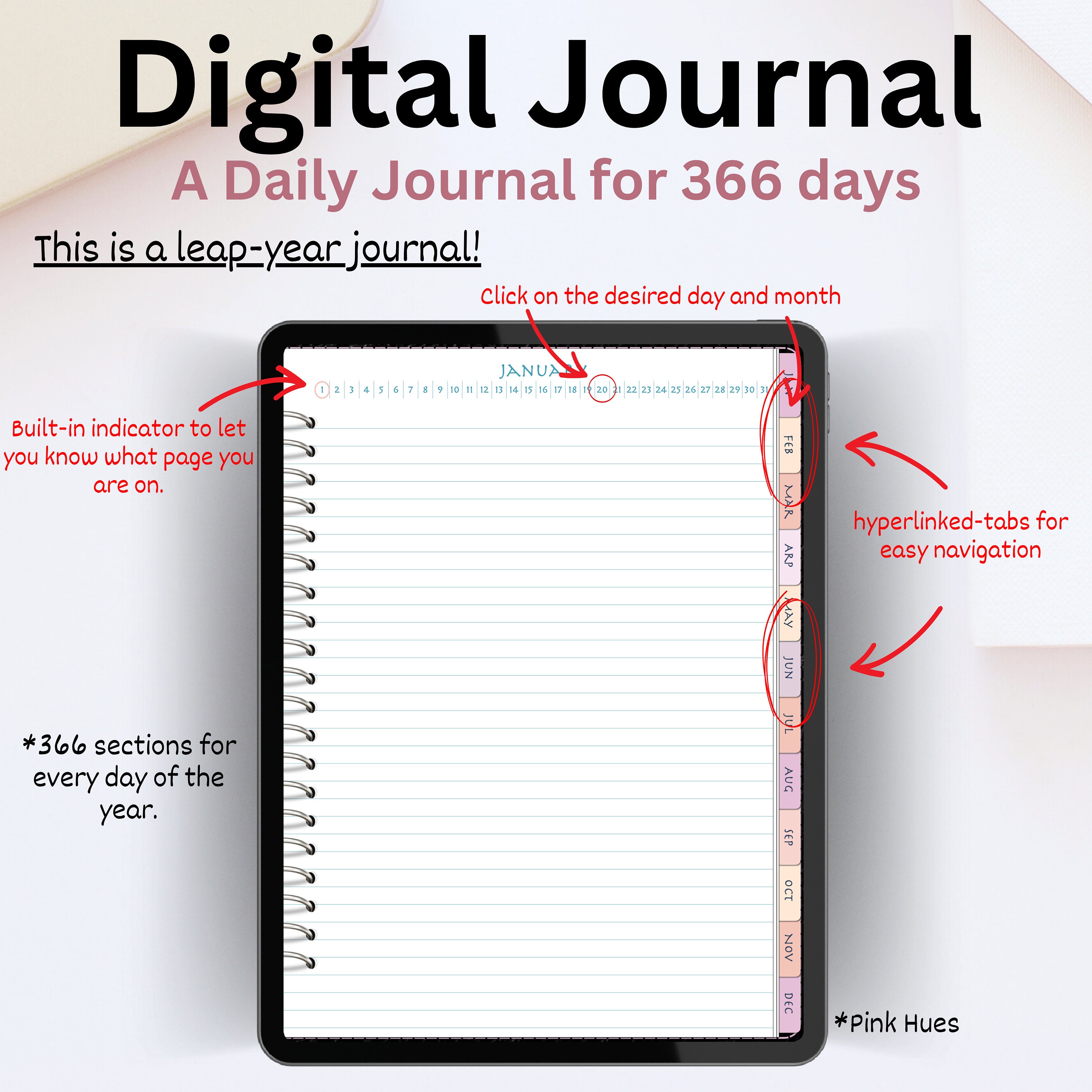 366-day Daily Digital Journal: Hyperlinked Mindfulness Journal for Easy ...