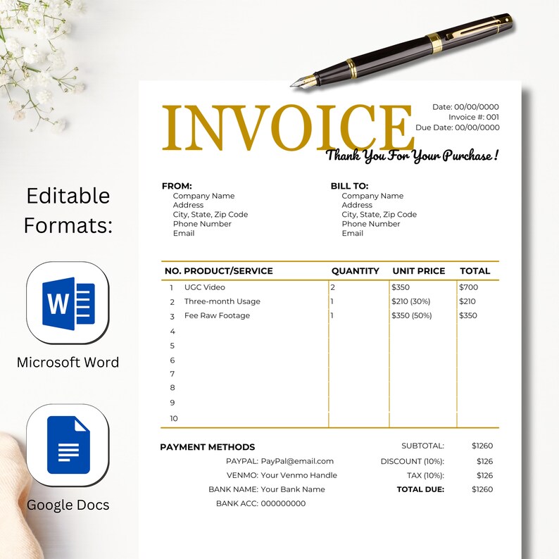 Small Business Invoice Template One Aesthetic Customizable Template ...