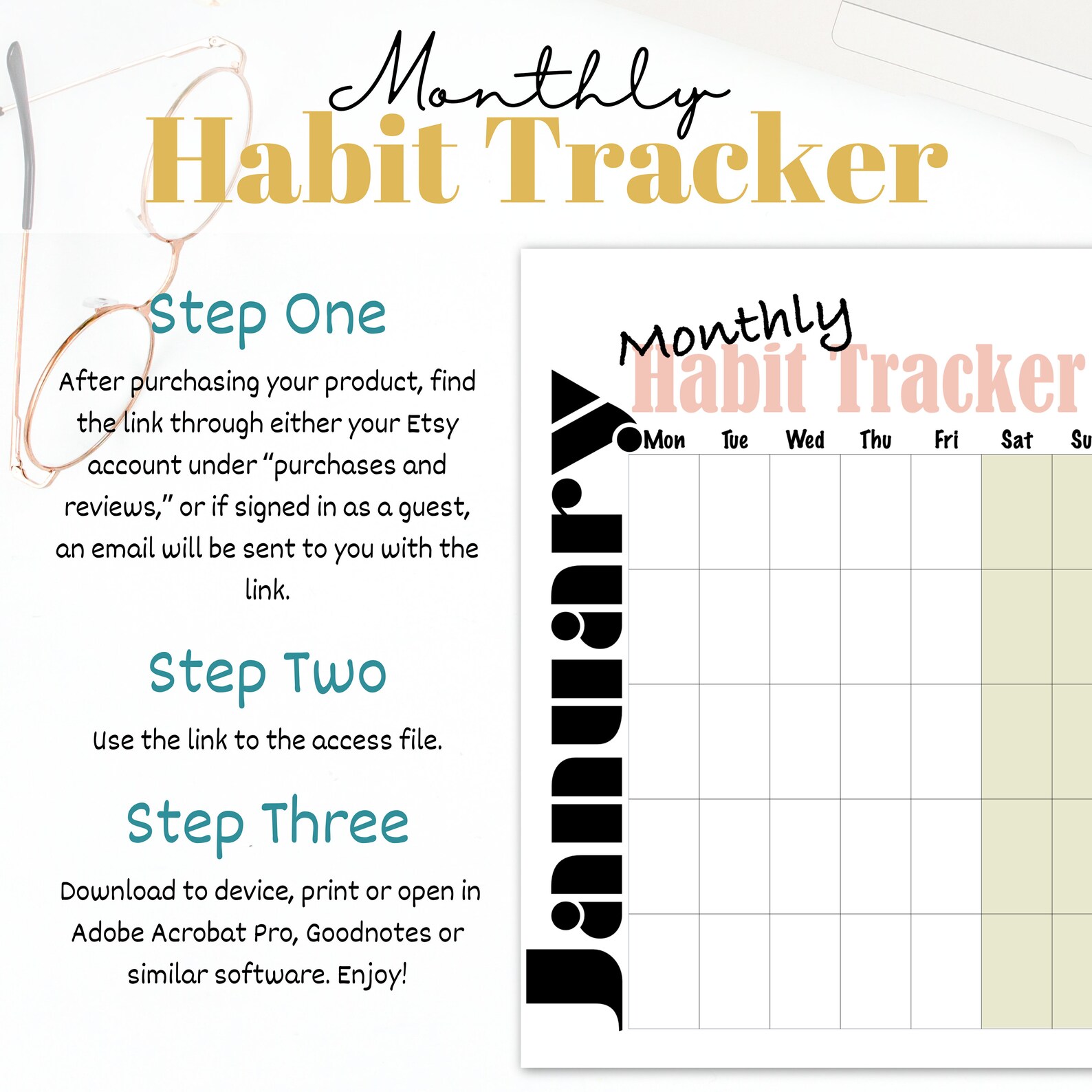 Monthly Habit Tracker! Set Your Daily Routine With Our Versatile ...
