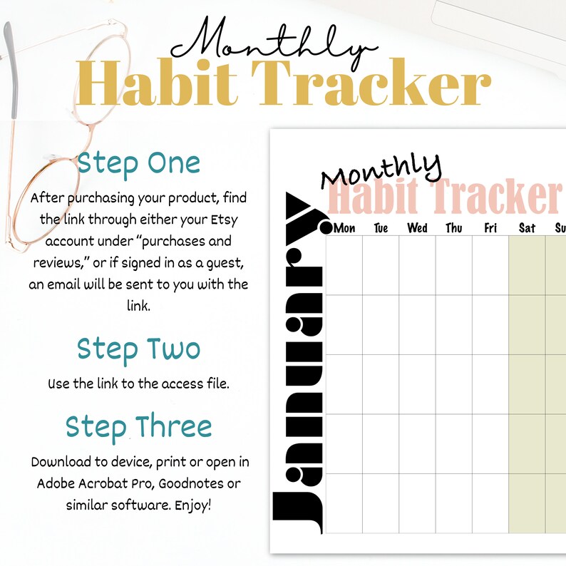 Monthly Habit Tracker! Set Your Daily Routine With Our Versatile ...