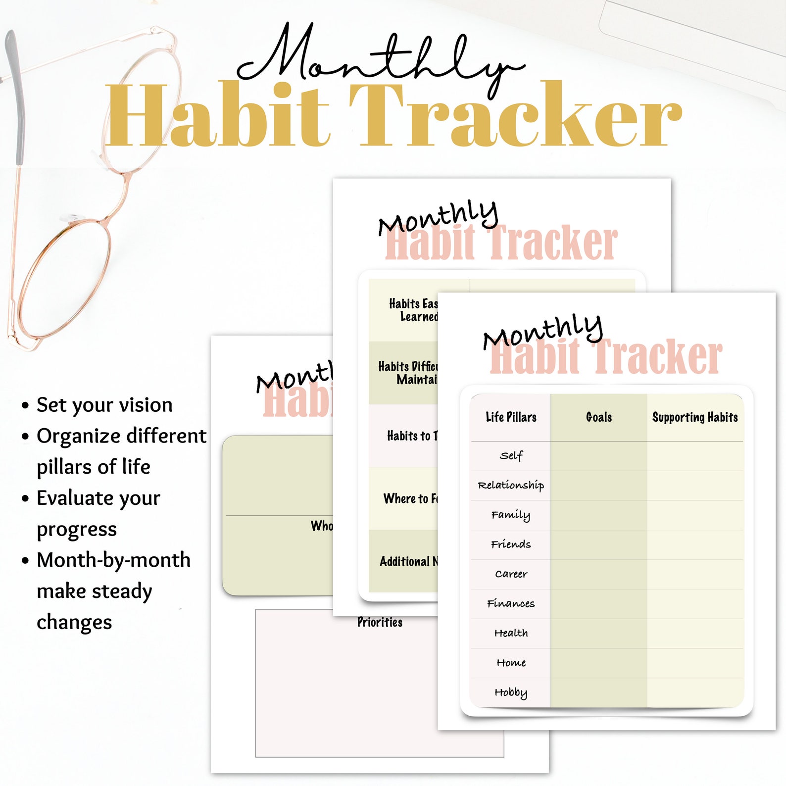 Monthly Habit Tracker! Set Your Daily Routine With Our Versatile ...