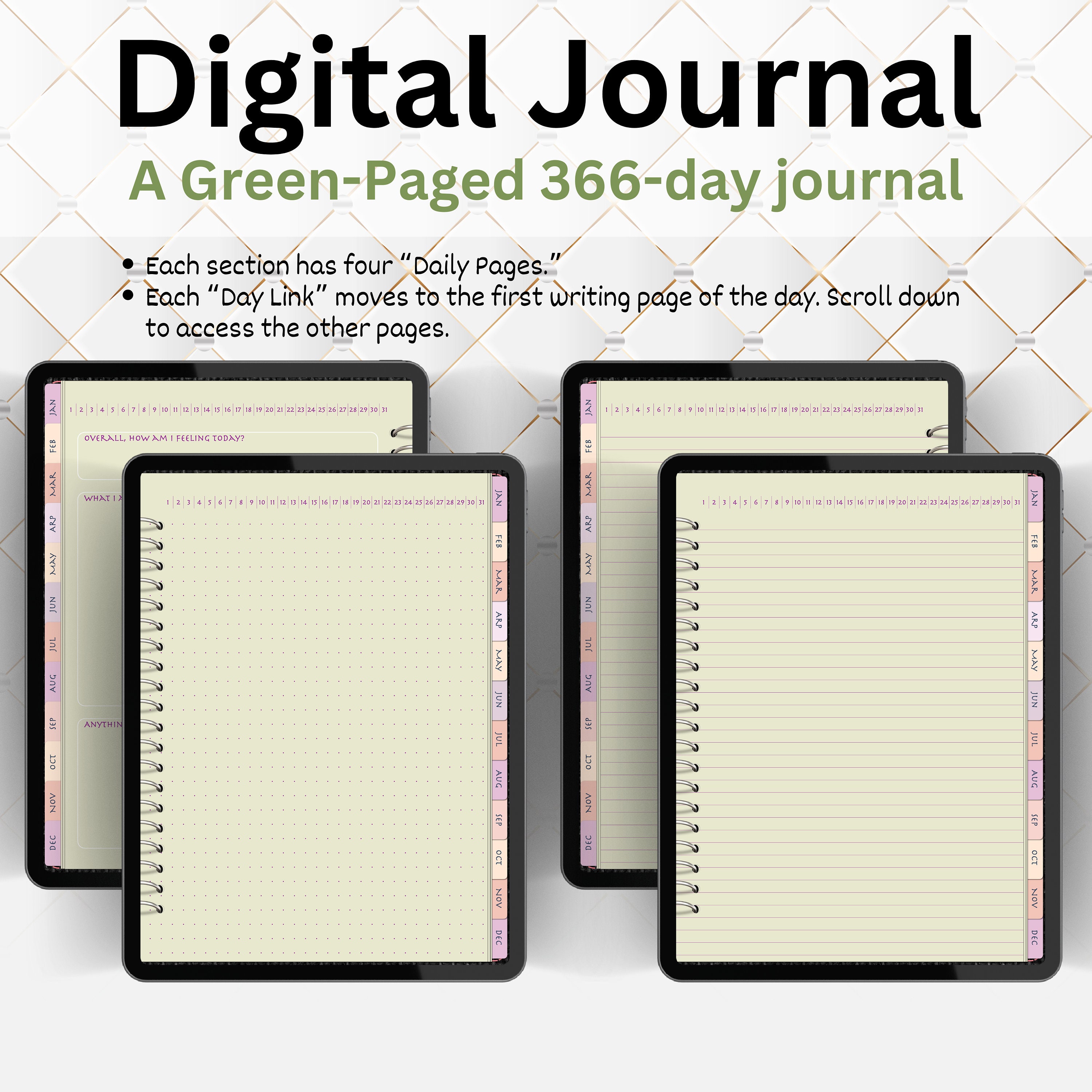 366-day Daily, Green-paged Digital Journal: Dive Into Daily Reflection ...