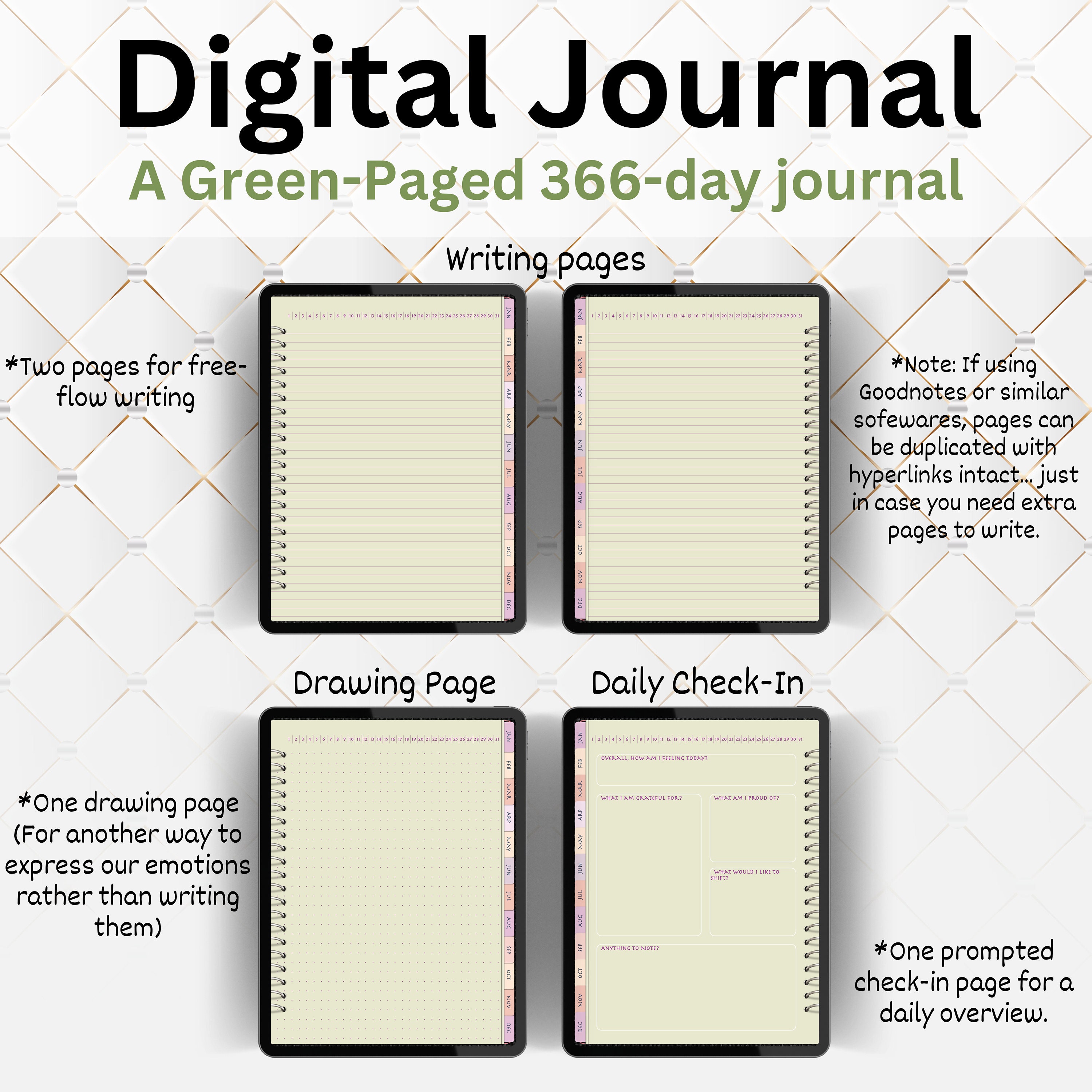 366-day Daily, Green-paged Digital Journal: Dive Into Daily Reflection ...