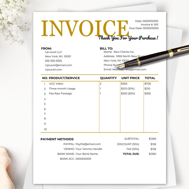 Small Business Invoice Template: One Customizable Receipt Template ...
