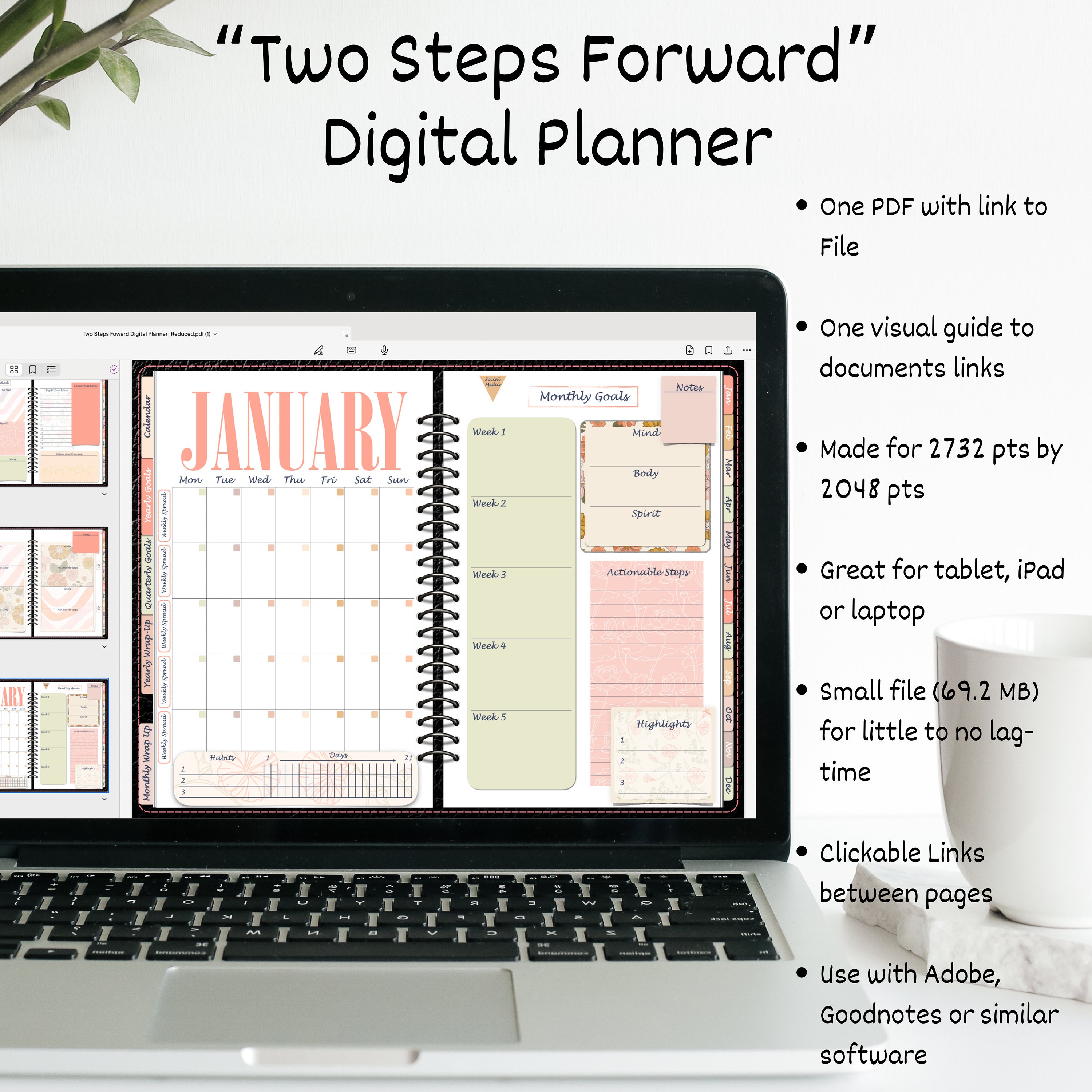 Daily Routine Digital Planner: A Hyperlinked Planner With Bonus Social ...
